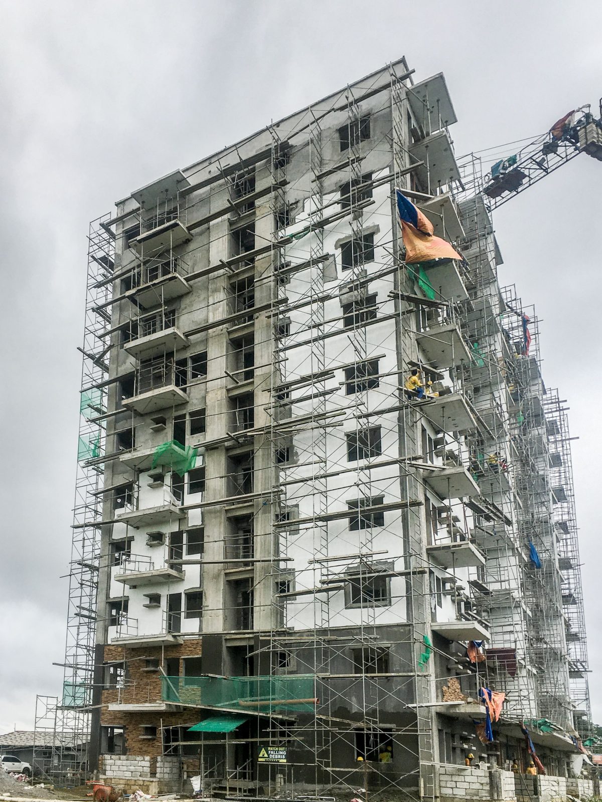 Left Side Elevation. On-going waterproofing application.