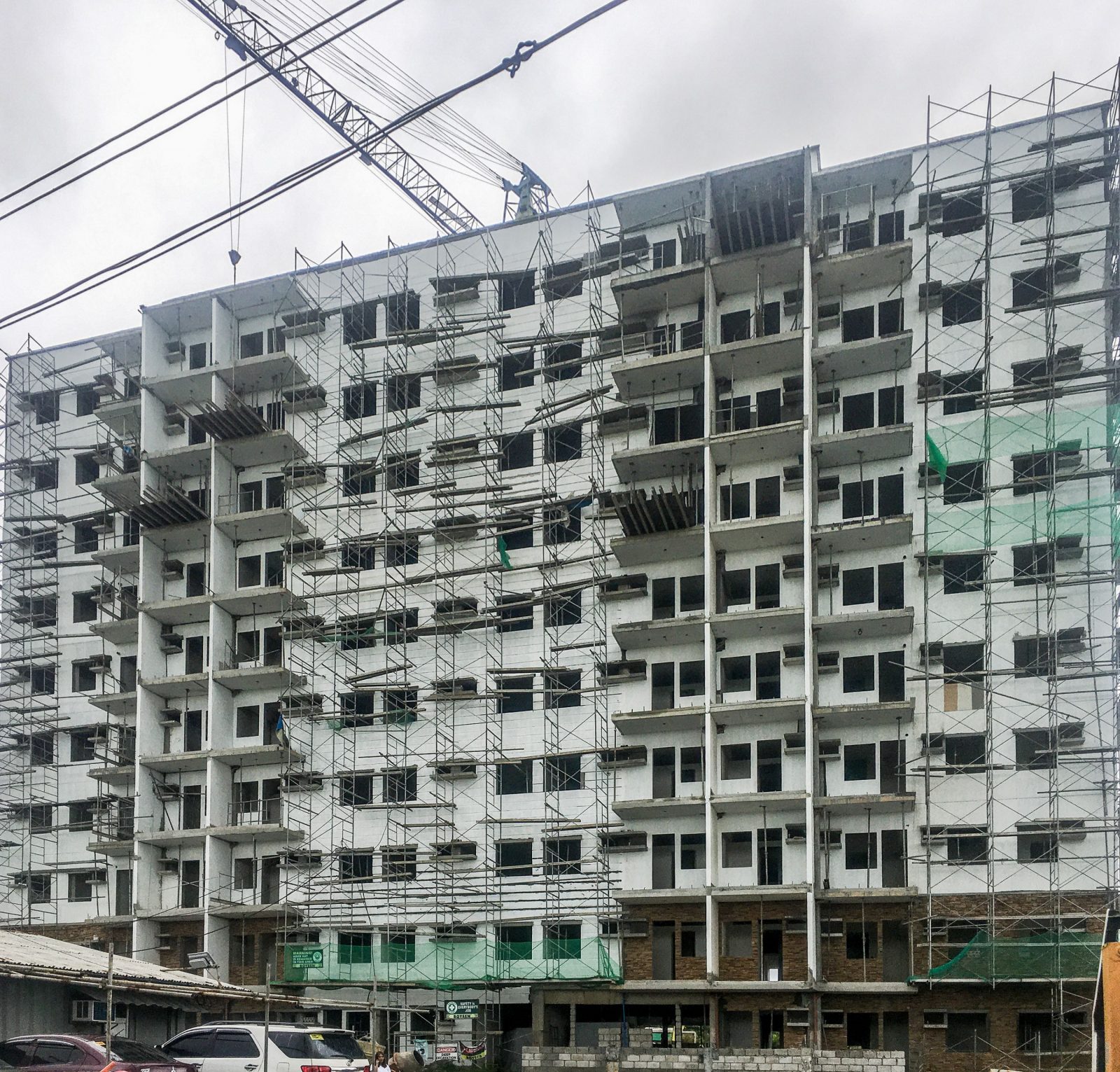 Rear Elevation of the building. On-going construction of patios at ...